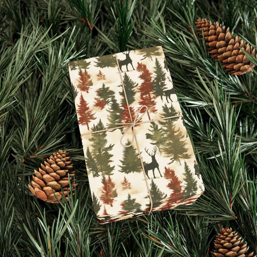 Christmas Santa Reindeer Forest Wrapping Papers Christmas Giftwrap ...