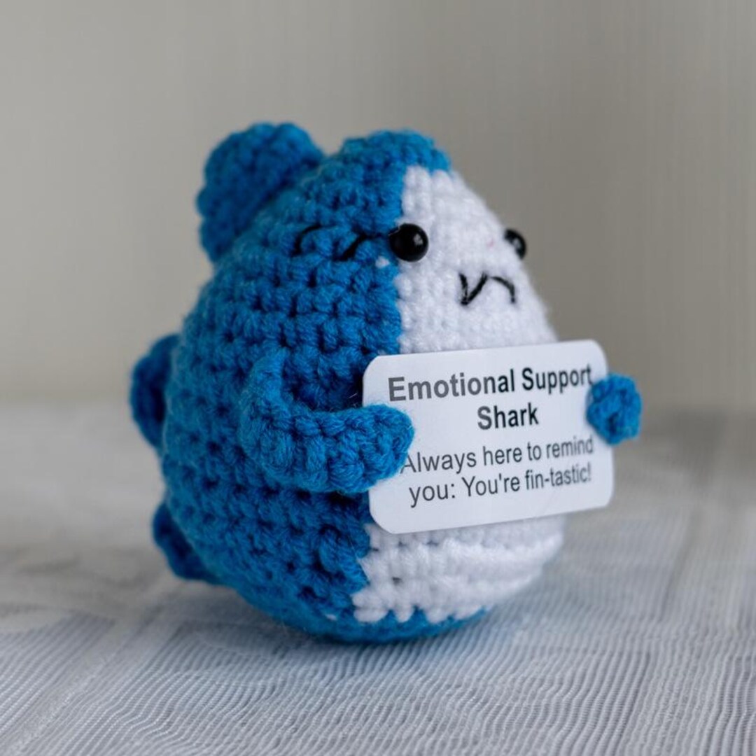 Positive Shark Duck Crochet Plush, Cute Motivational Gift, Handmade ...