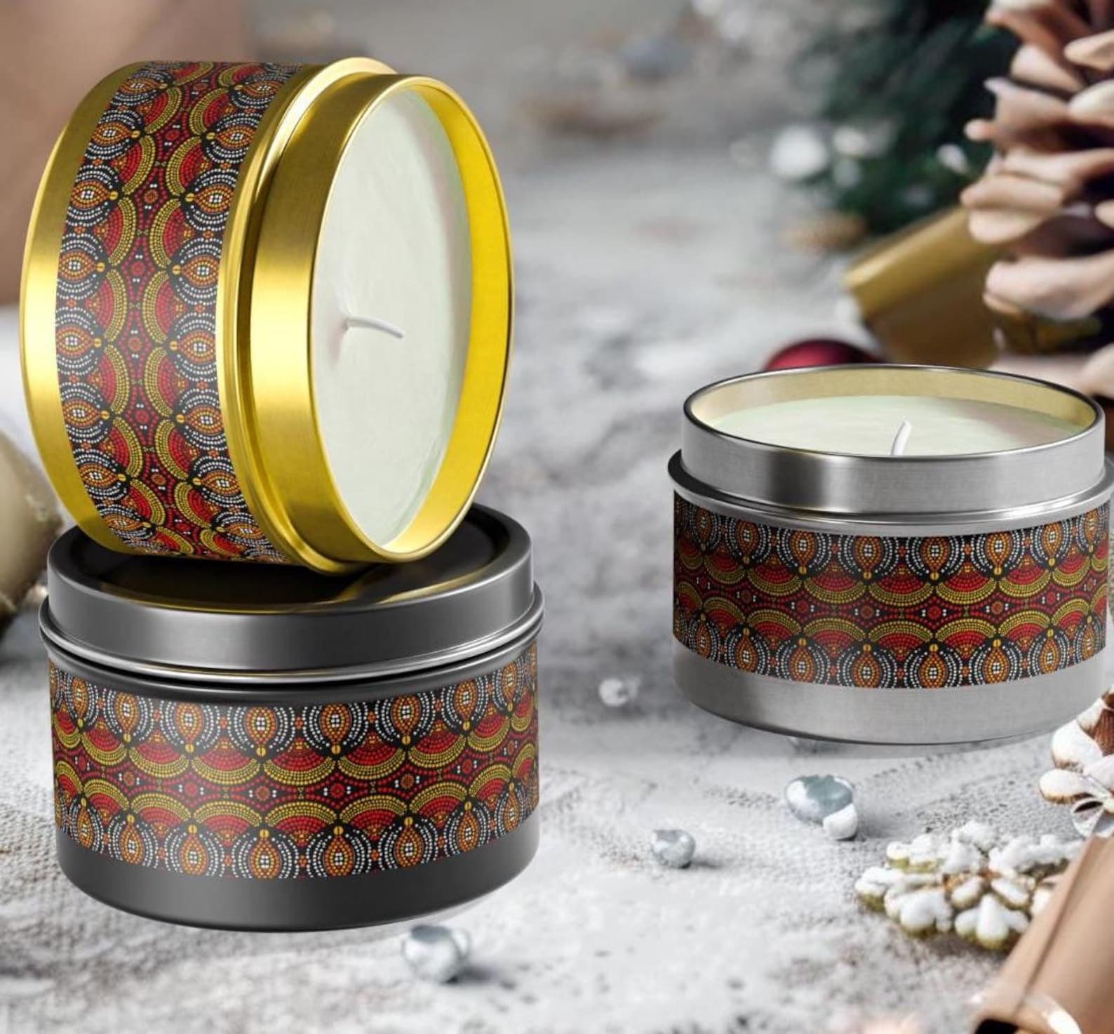African Print Scented Soy Candle, Hand Poured in Tin Container, Gift ...