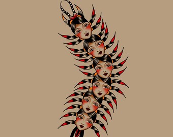 Centipede Temporary Tattoo Sticker set of 2 - Etsy