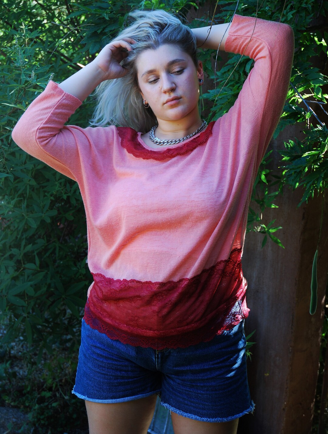 Unique and Original Pink Lace Sweater - Etsy UK