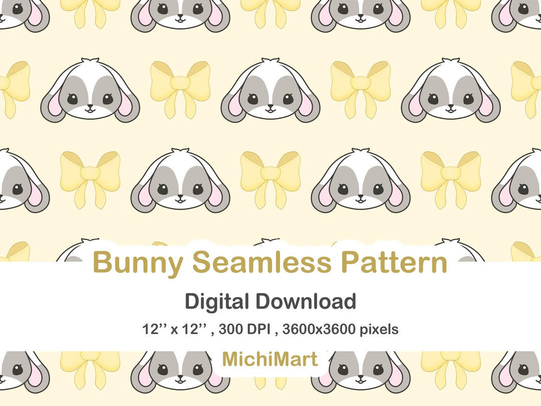 Easter Bunny Seamless Repeating Pattern Yellow Digital - Etsy