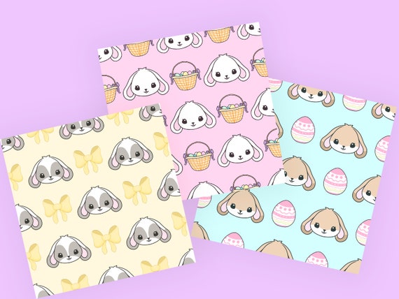 Papercraft Pastel Colors Digital Paper Pack Easter Bunnies Seamless ...