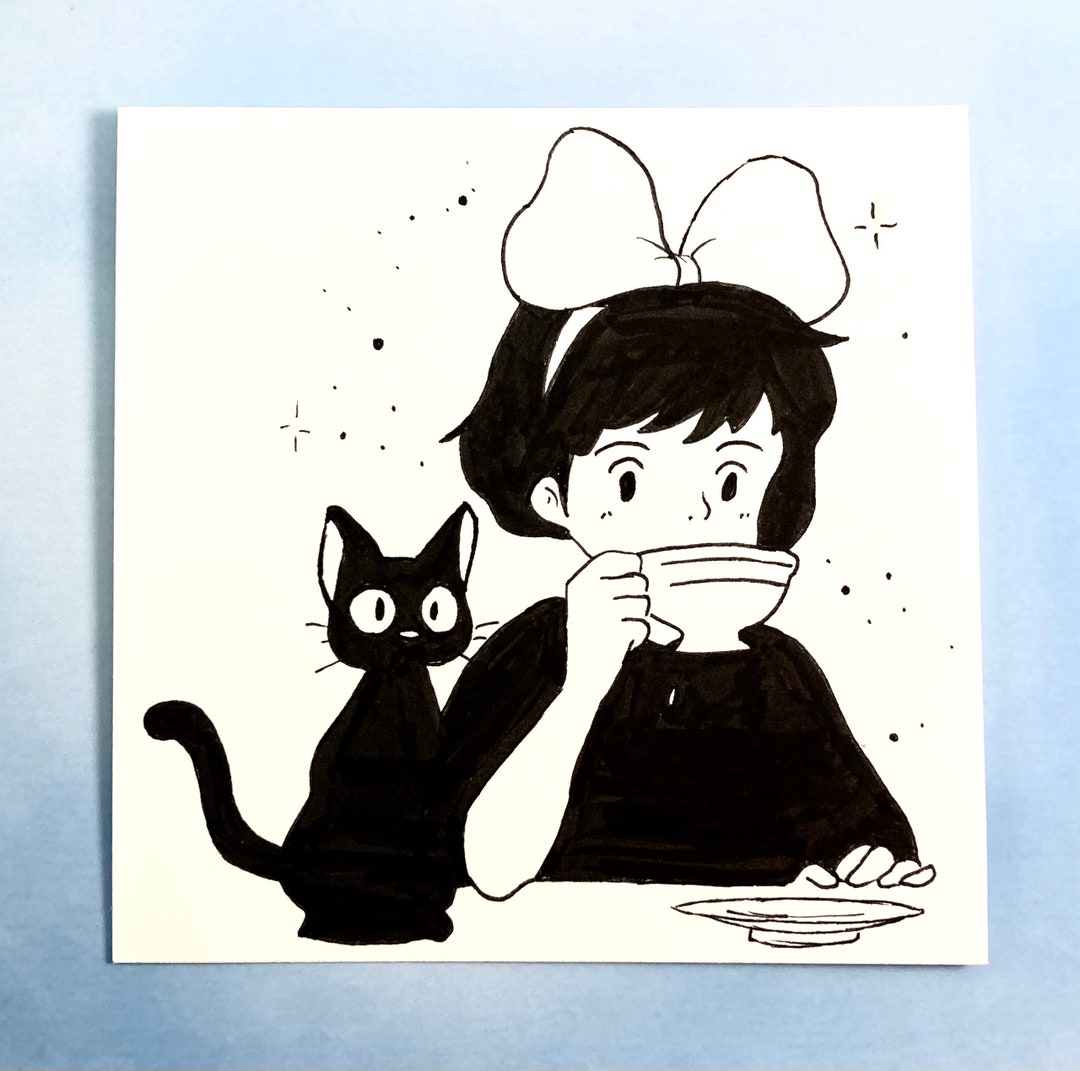 Gigi and Kiki Ghibli Manga Cat and Witch Handmade Original - Etsy