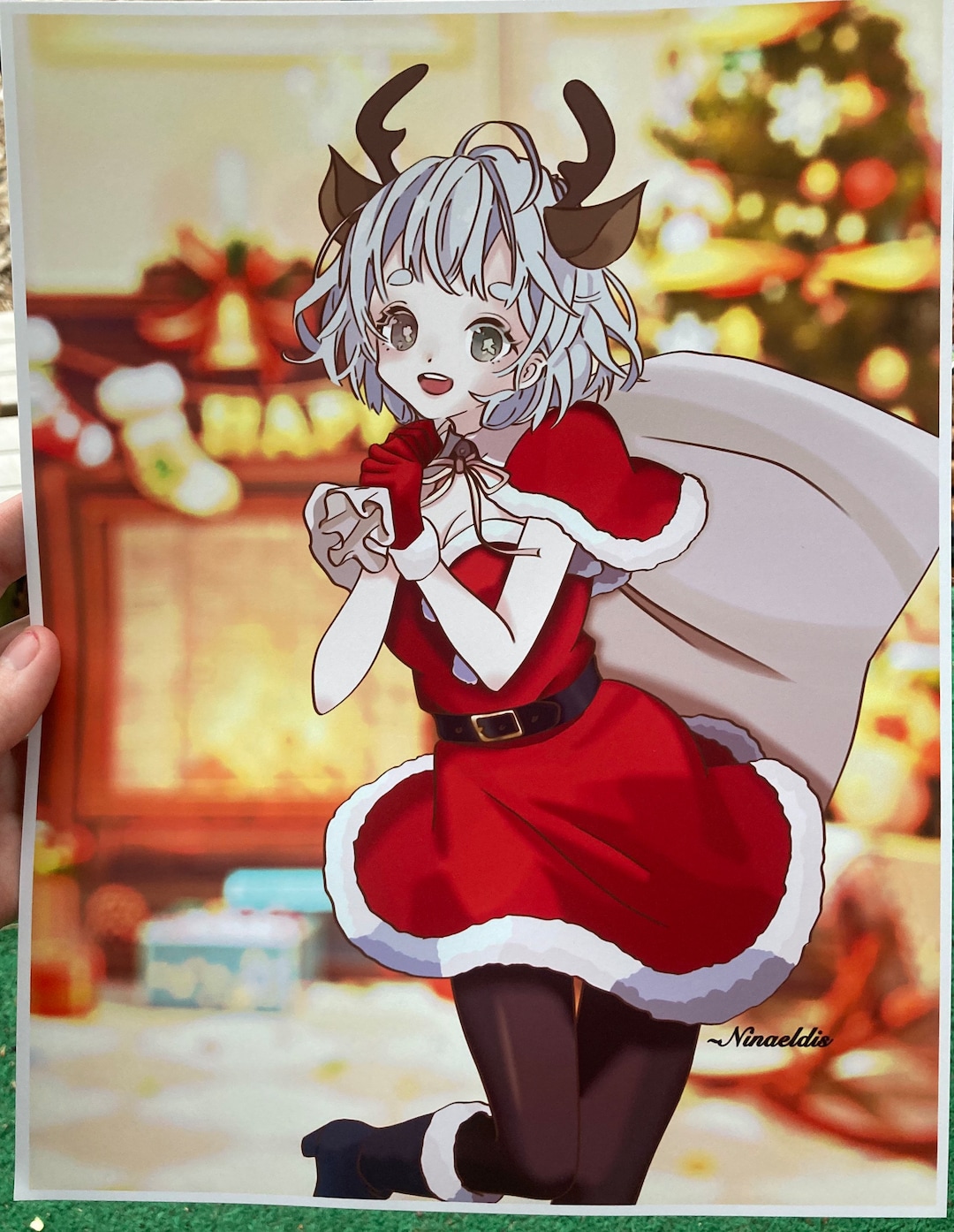 Chiri-christmas-art Prints-anime-reindeer-kawaii - Etsy
