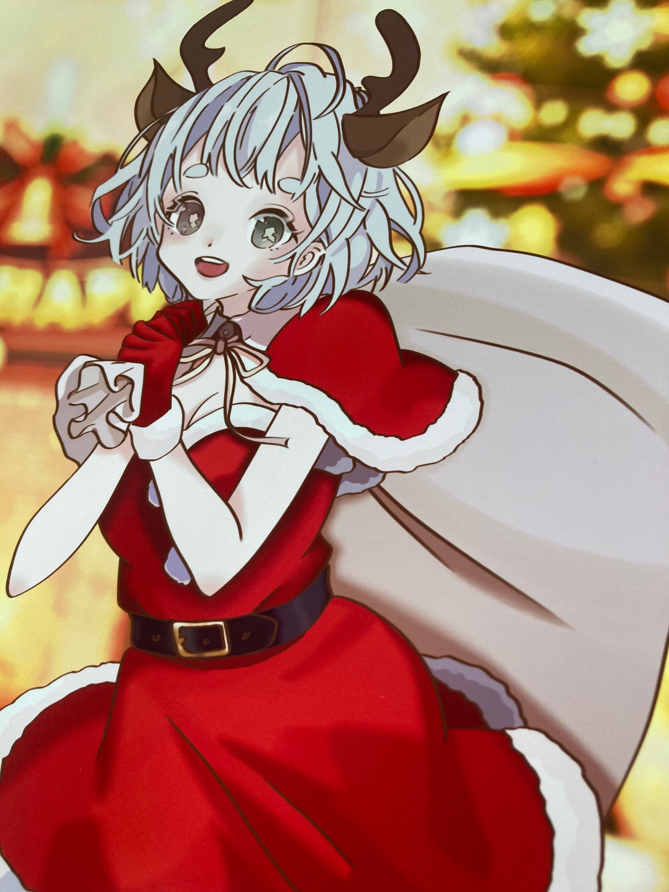 Chiri-christmas-art Prints-anime-reindeer-kawaii - Etsy