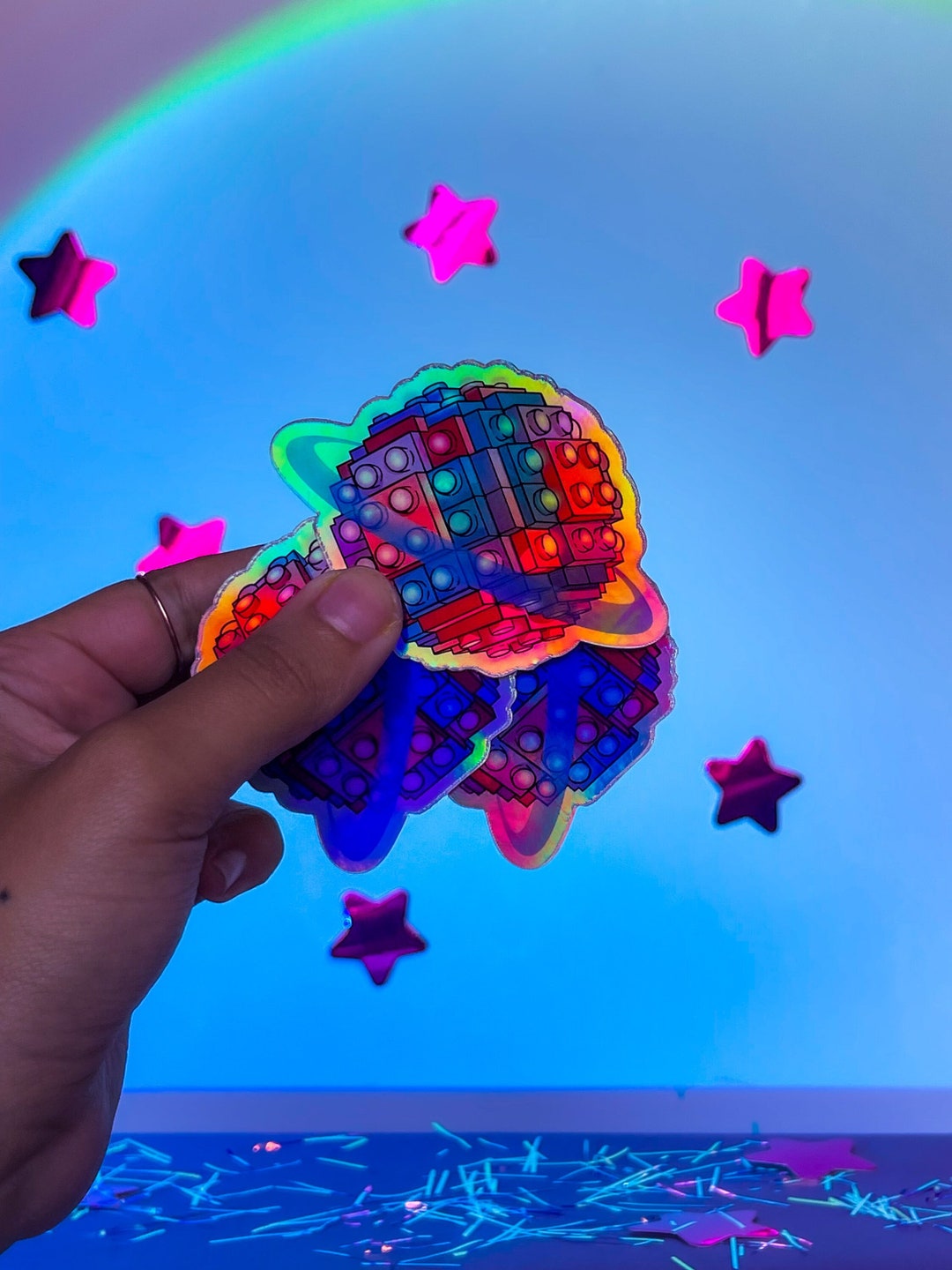 Cosmic Building Blocks Planet Saturn Holographic Water Bottle Laptop ...