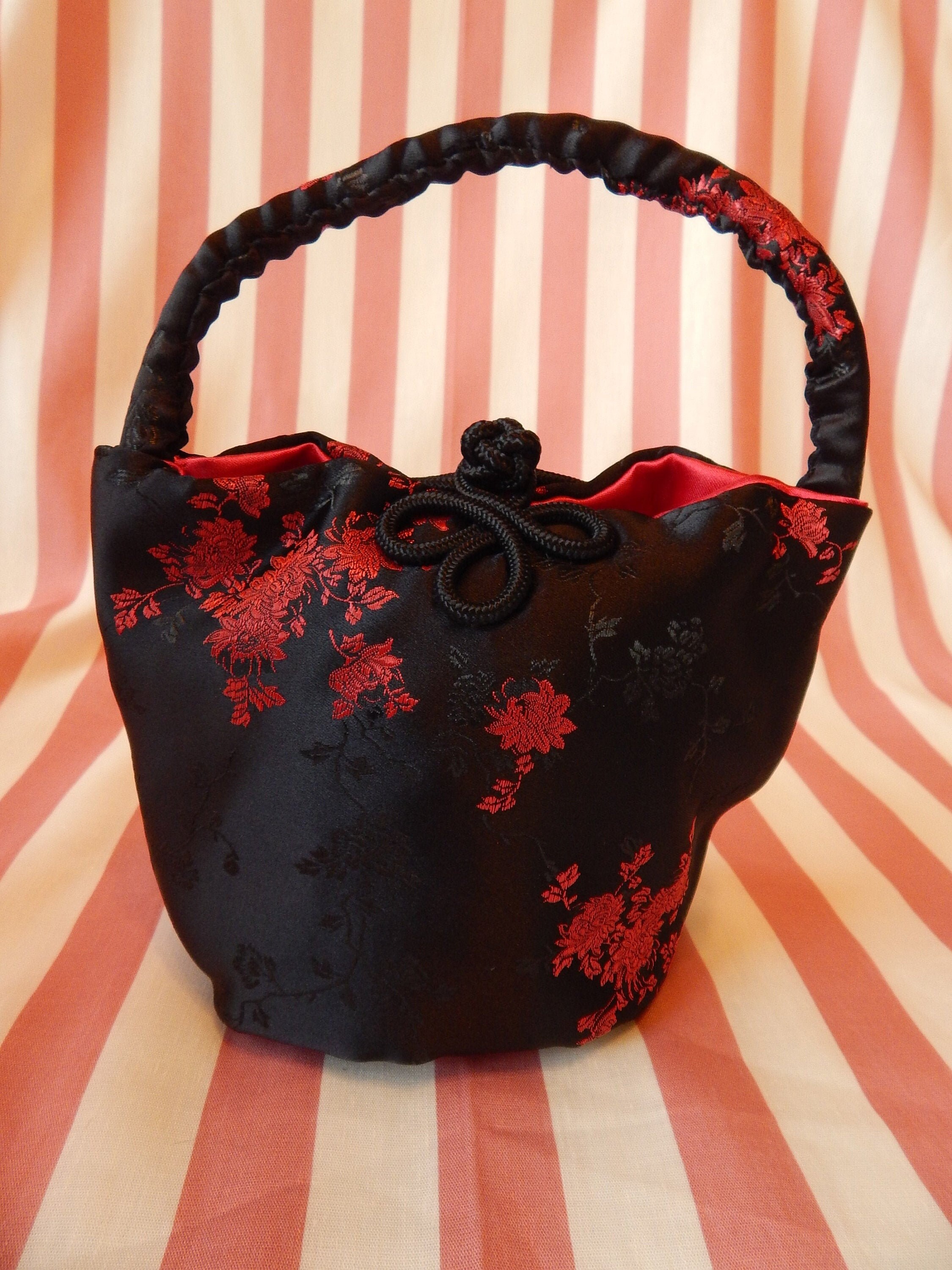 Black and Red Satin Evening Bag - Etsy
