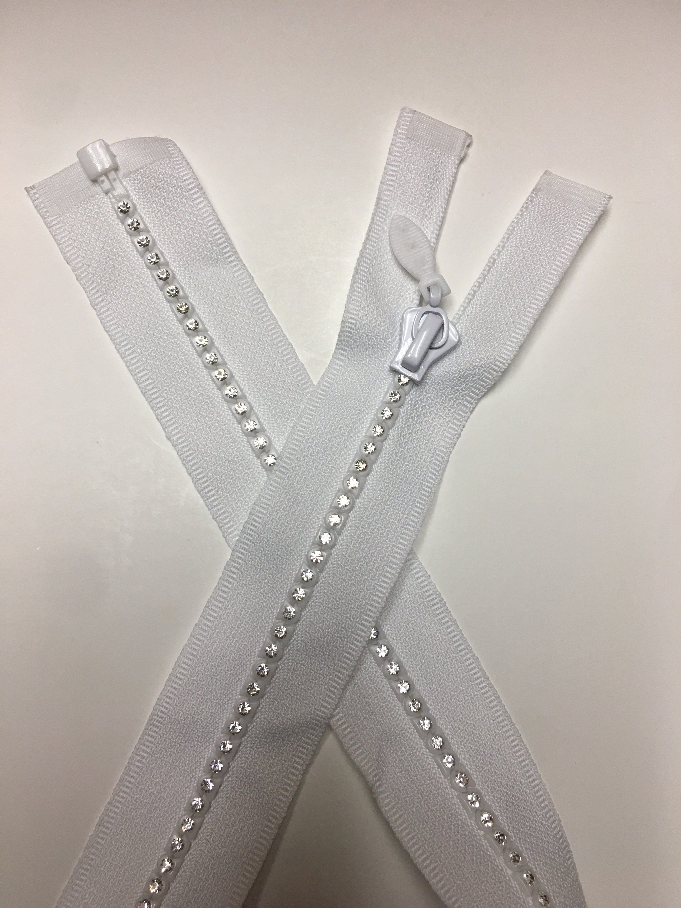 1-5 Pcs 60cm Crystal Swarovski Rhinestone Zippers WHITE for Shirt ...