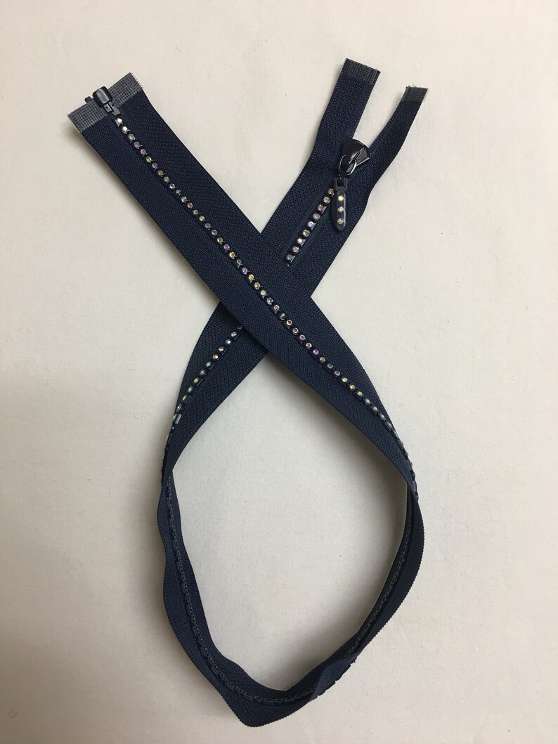 60cm Crystal Swarovski Rhinestone Zippers NAVY BLUE for Shirt/ Jacket ...