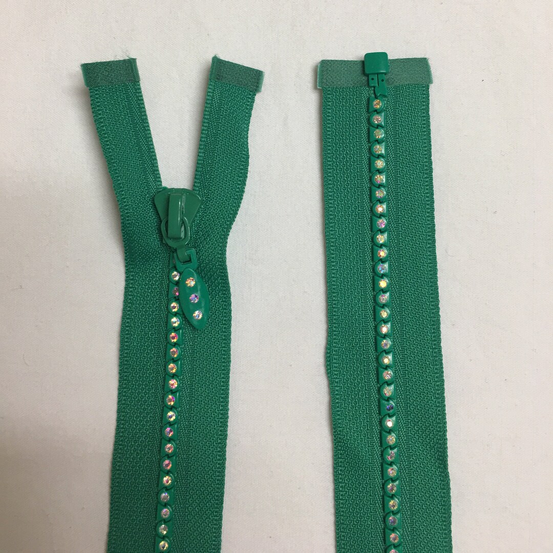 60cm Crystal Swarovski Rhinestone Zippers FOREST GREEN for Shirt ...