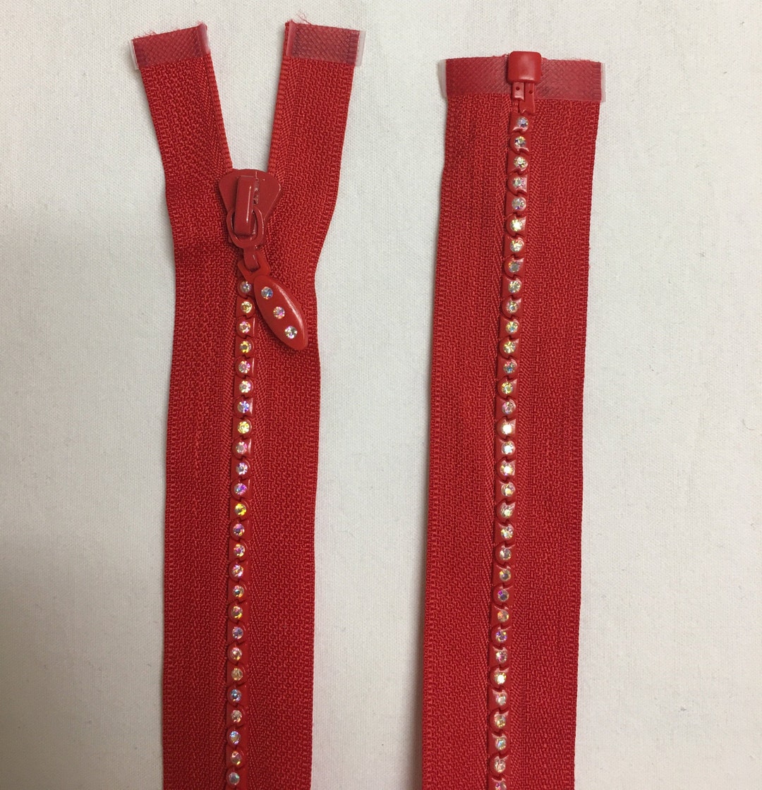 Crystals Swarovski Rhinestone Zippers RED for Shirt/ Jacket on Open End ...