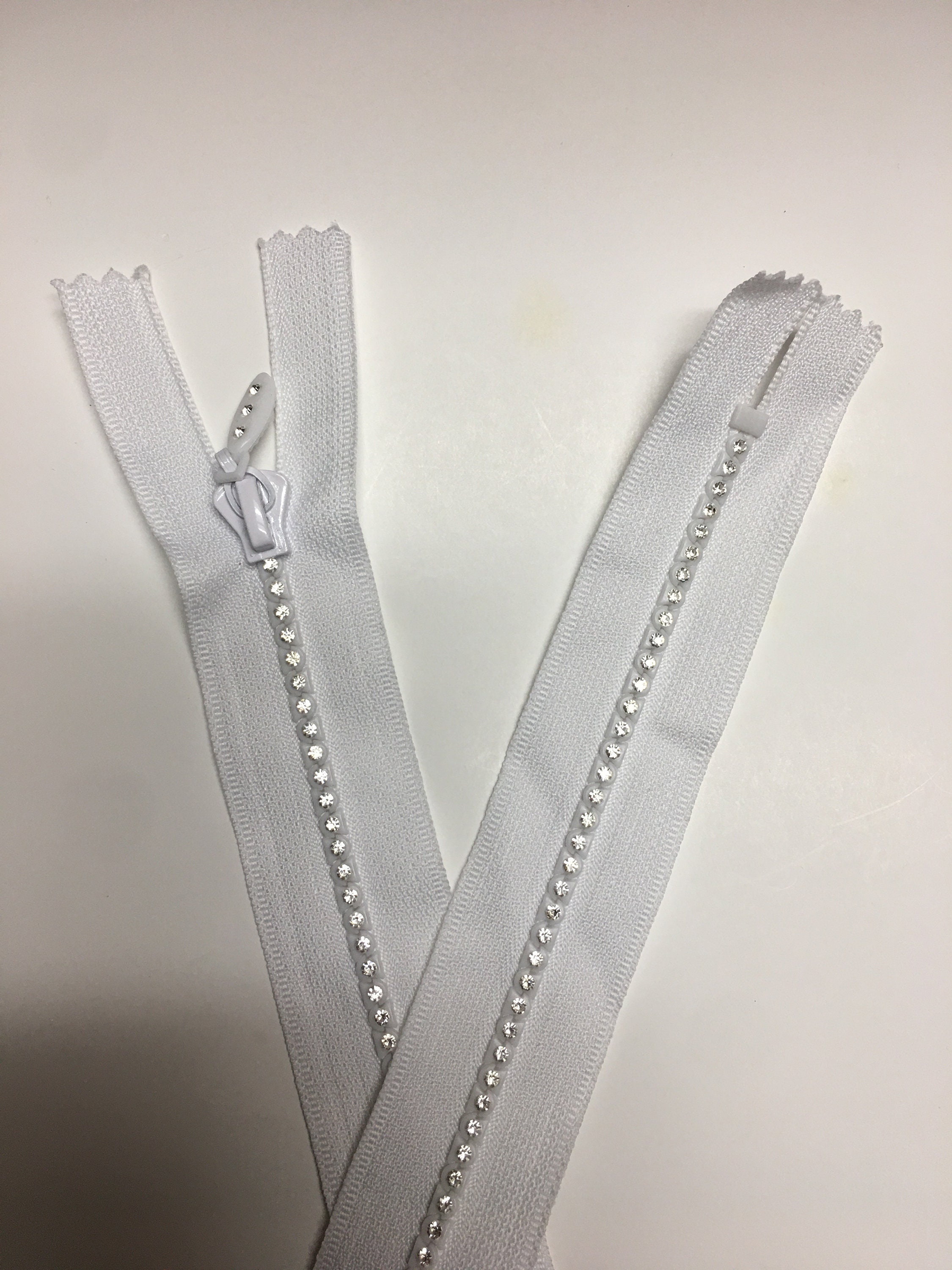 60cm Crystal Swarovski Rhinestone Zippers BLACK OR WHITE for Drees/bags ...