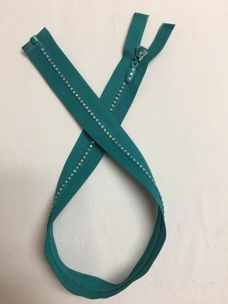 60cm Crystal Swarovski Rhinestone Zippers TEAL for Shirt/ Jacket on ...