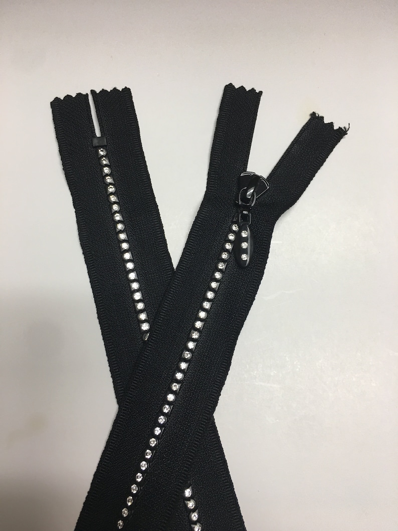 60cm Crystal Swarovski Rhinestone Zippers BLACK OR WHITE for Drees/bags ...
