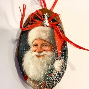 Santa Wood Slice Ornament - Etsy