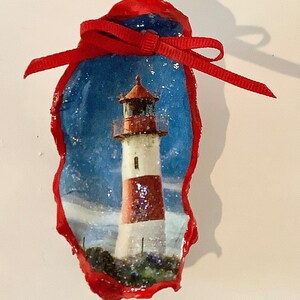 Lighthouse Oyster Shell Ornament - Etsy