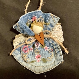 Designer Blue Jean Pocket Angel Ornament - Etsy