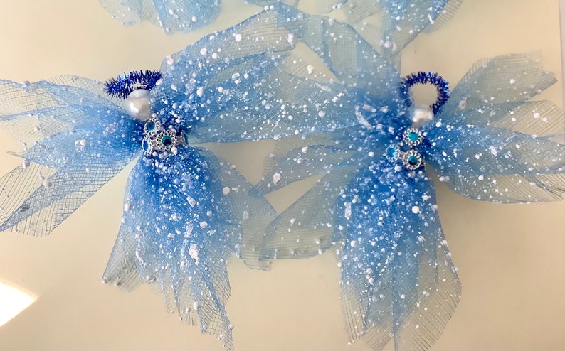 Blue Deco Mesh Angel Ornament - Etsy