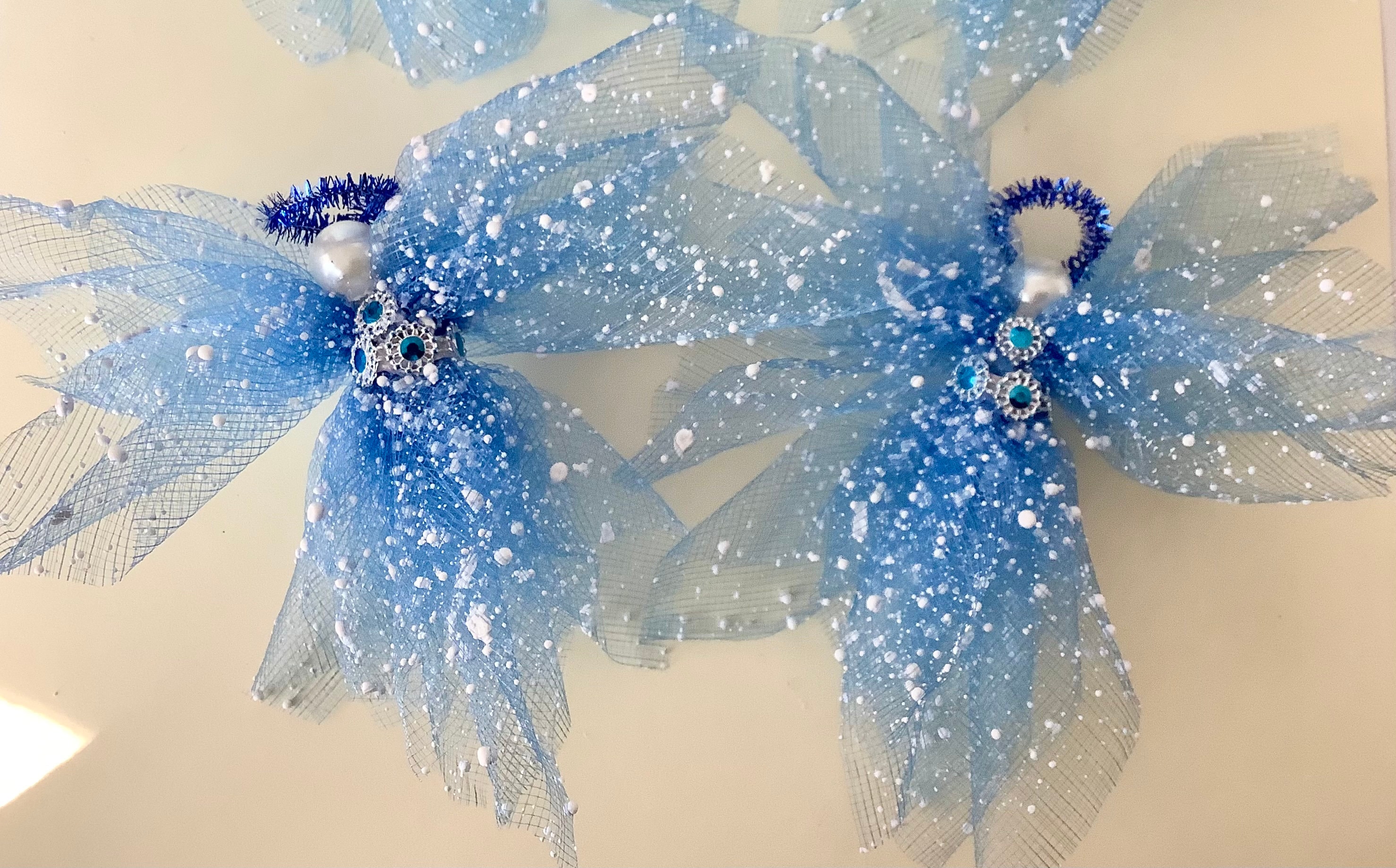 Blue Deco Mesh Angel Ornament - Etsy