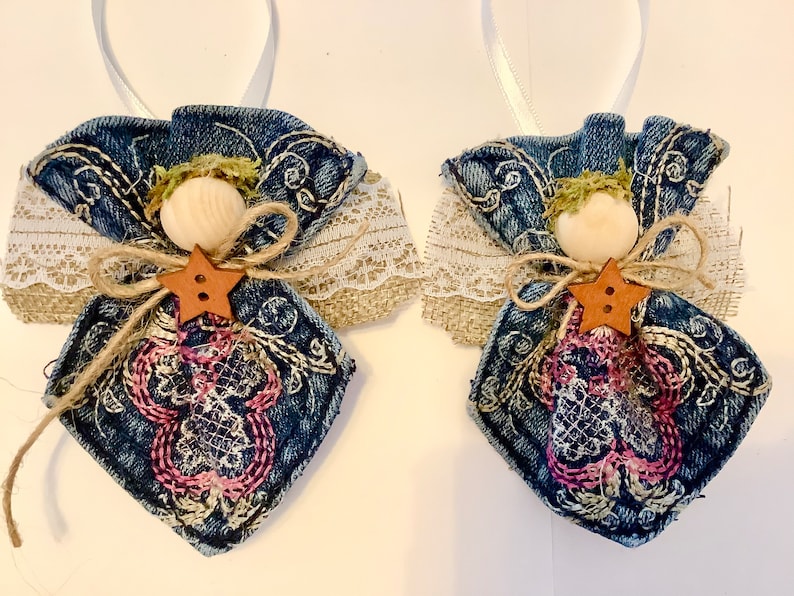 Designer Blue Jean Pocket Angel Ornament - Etsy