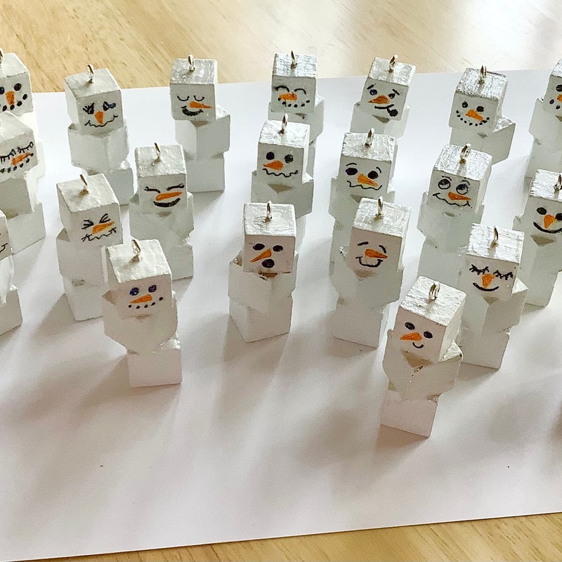 Wood Block Snowman - Etsy