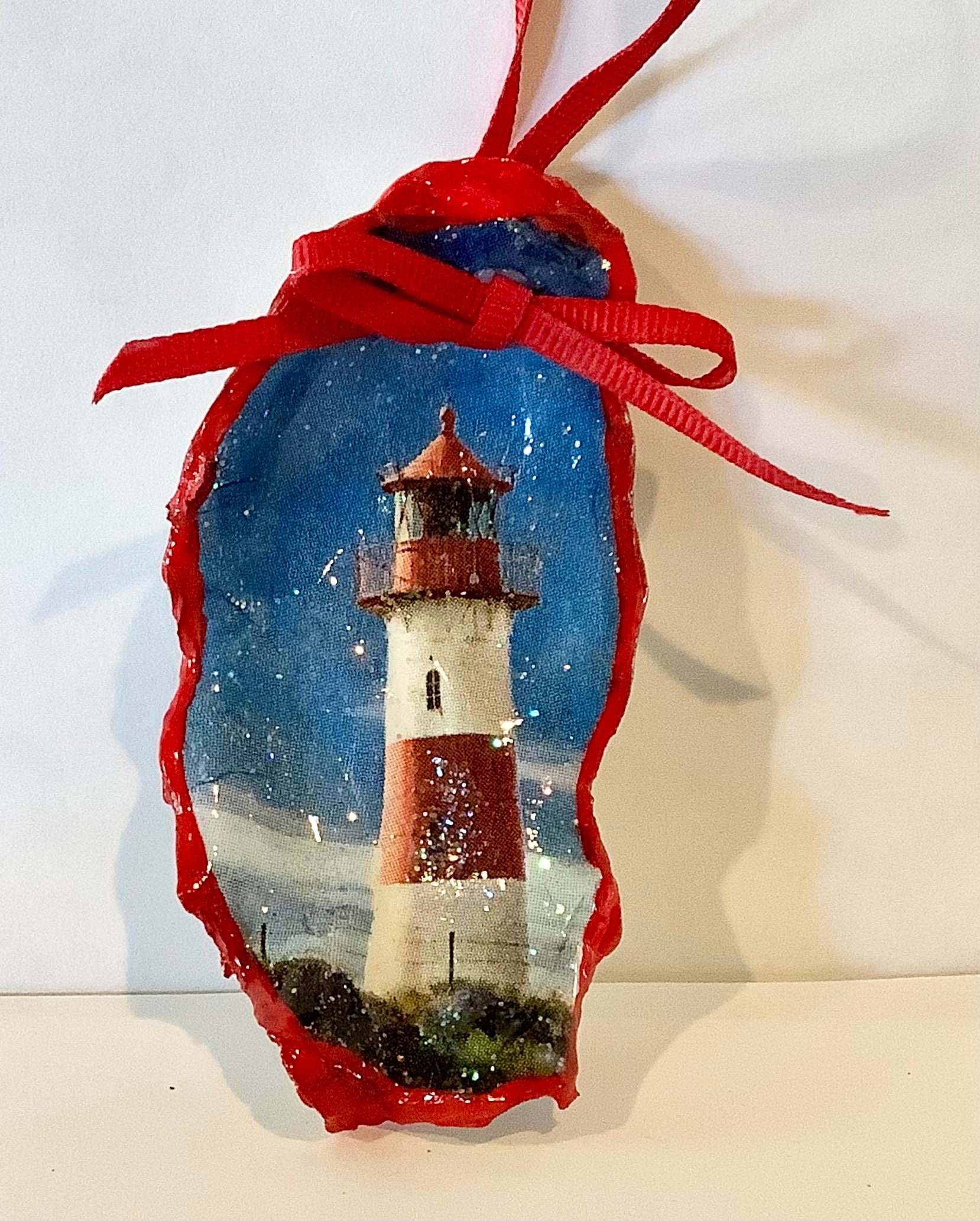 Lighthouse Oyster Shell Ornament - Etsy