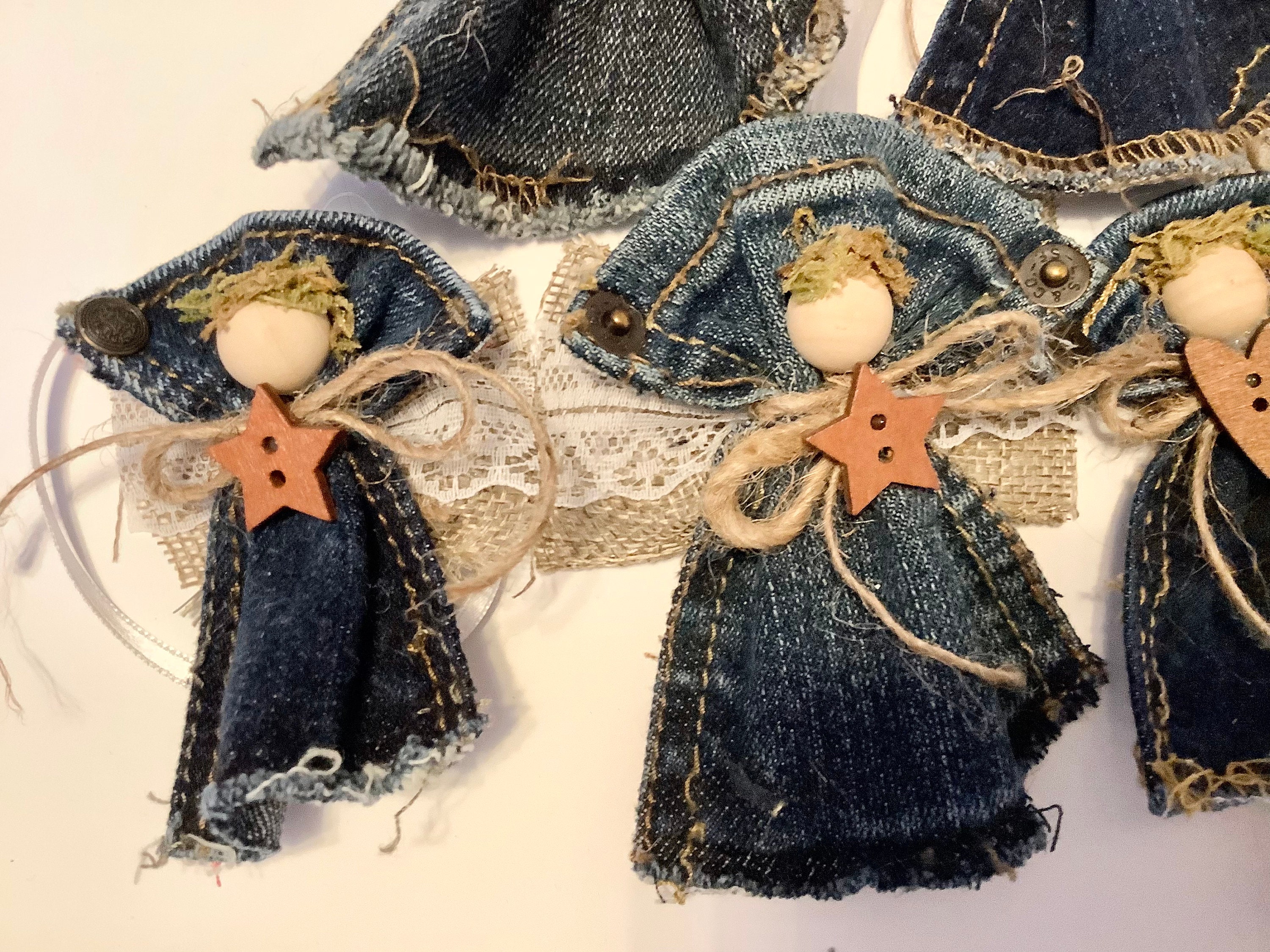 Coin Pocket Denim Angel Ornament - Etsy