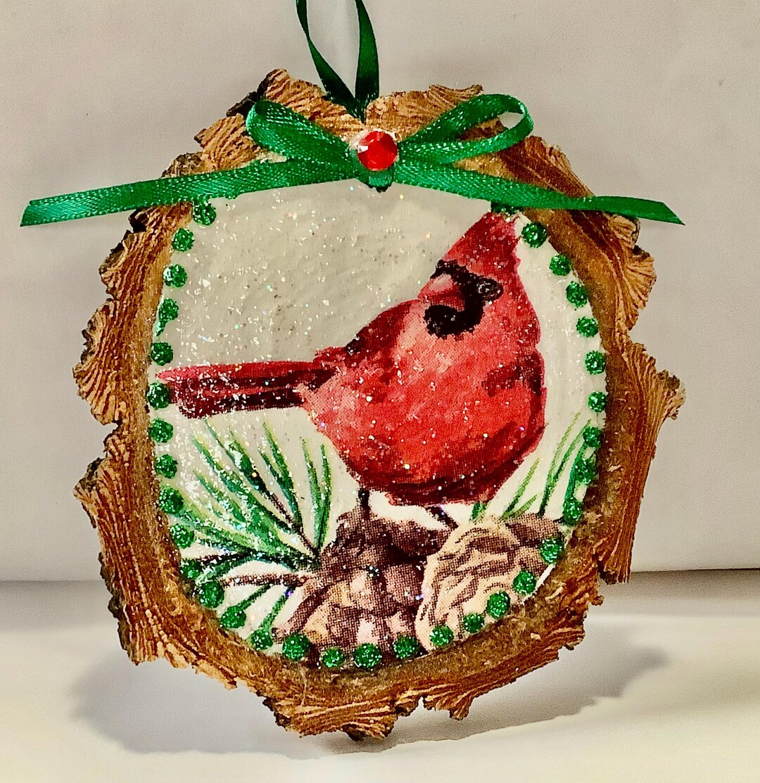Cardinal Wood Slice Ornament - Etsy