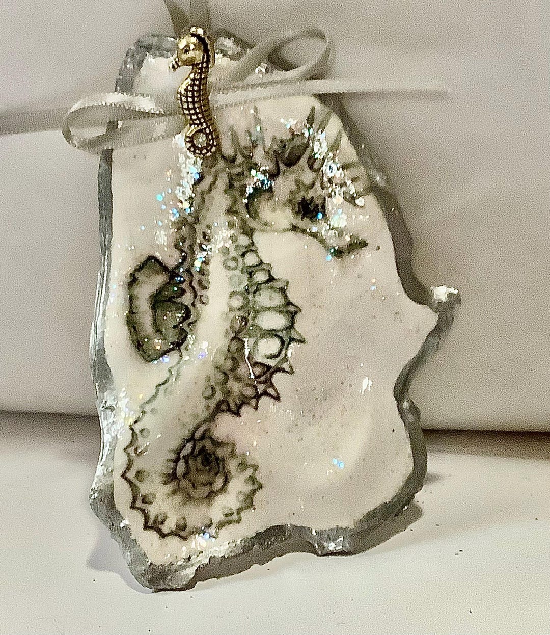 Silver Seahorse Oyster Shell - Etsy