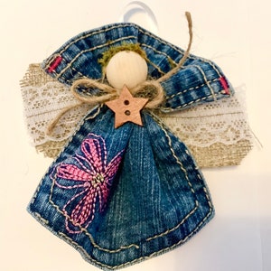 Designer Blue Jean Pocket Angel Ornament - Etsy