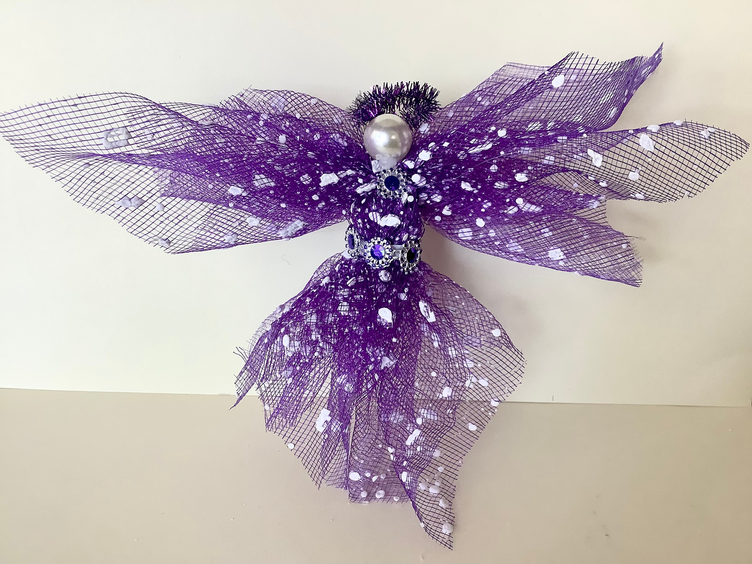 Purple Deco Mesh Angel Ornament - Etsy
