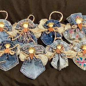 Designer Blue Jean Pocket Angel Ornament - Etsy