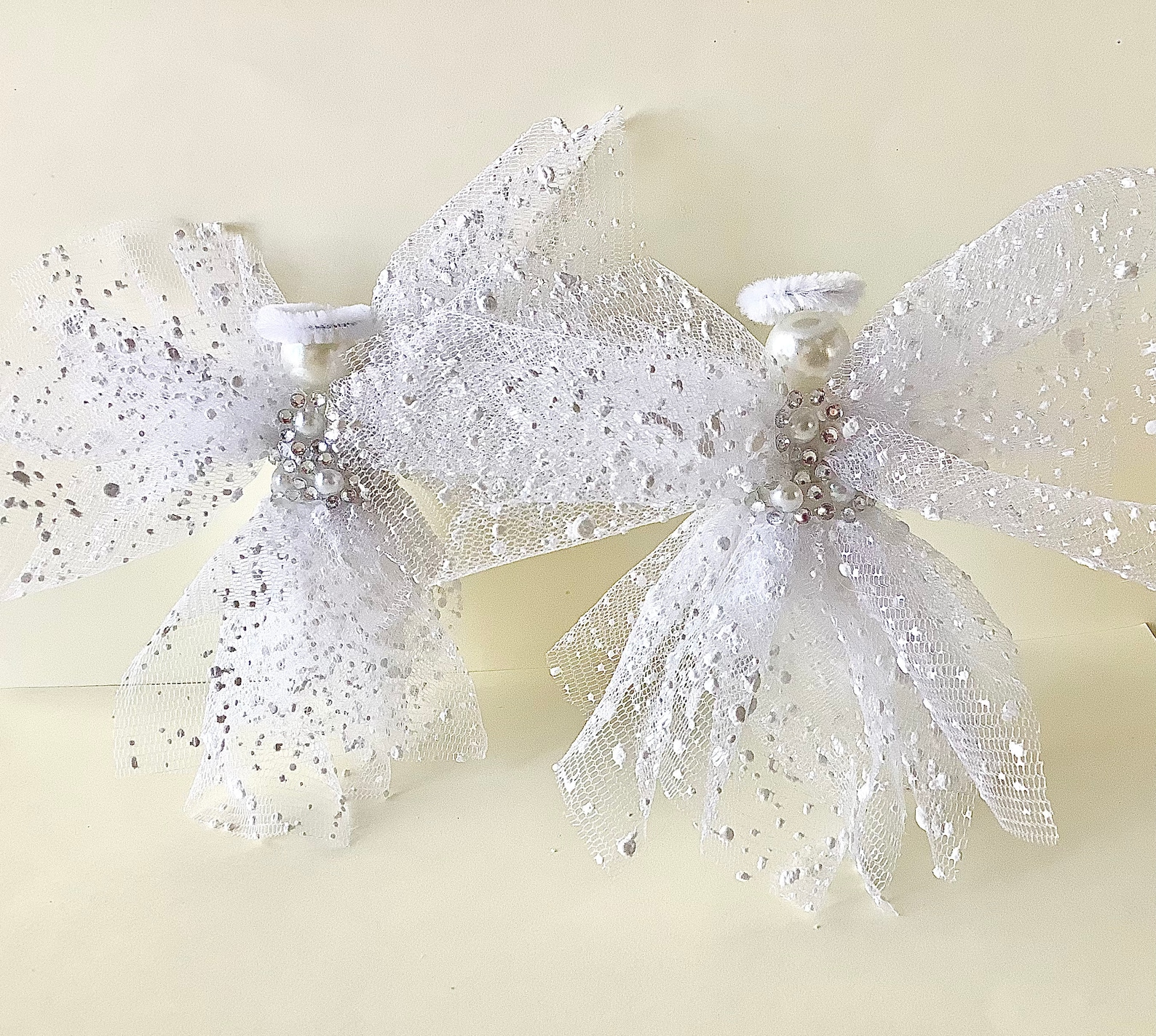 White Deco Mesh Angel Ornament - Etsy