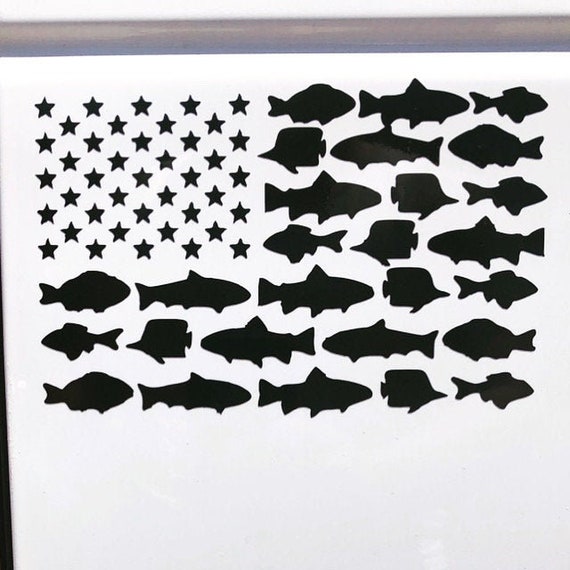 Fish American Flag Decal | Etsy