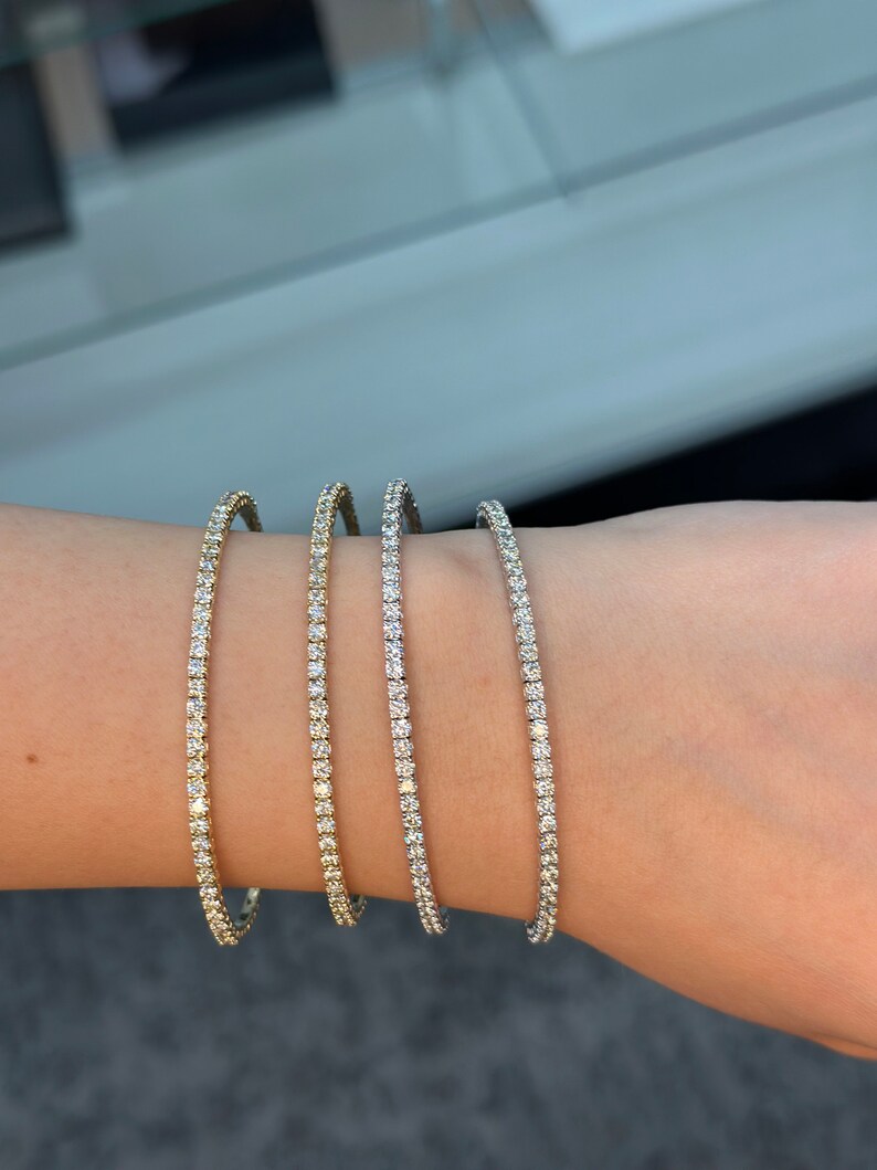 1.50 Ct Flexible Diamond Bangle in 14K Solid Gold - Etsy