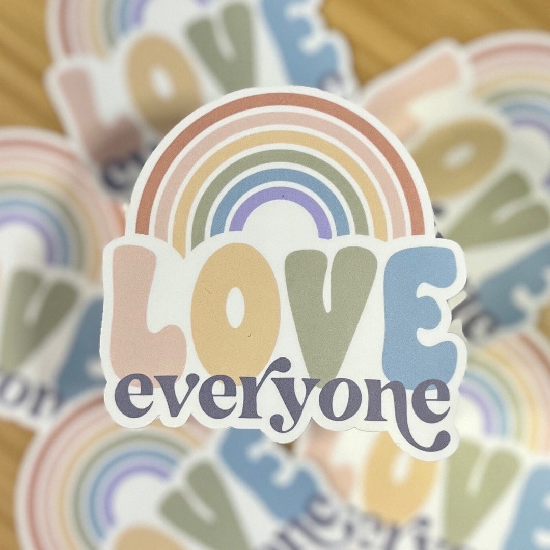 Love Everyone Pastel Rainbow Pride Waterproof Sticker - Etsy