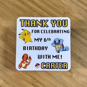 Pokemon Thank You Personalized Favor Stickers - Etsy
