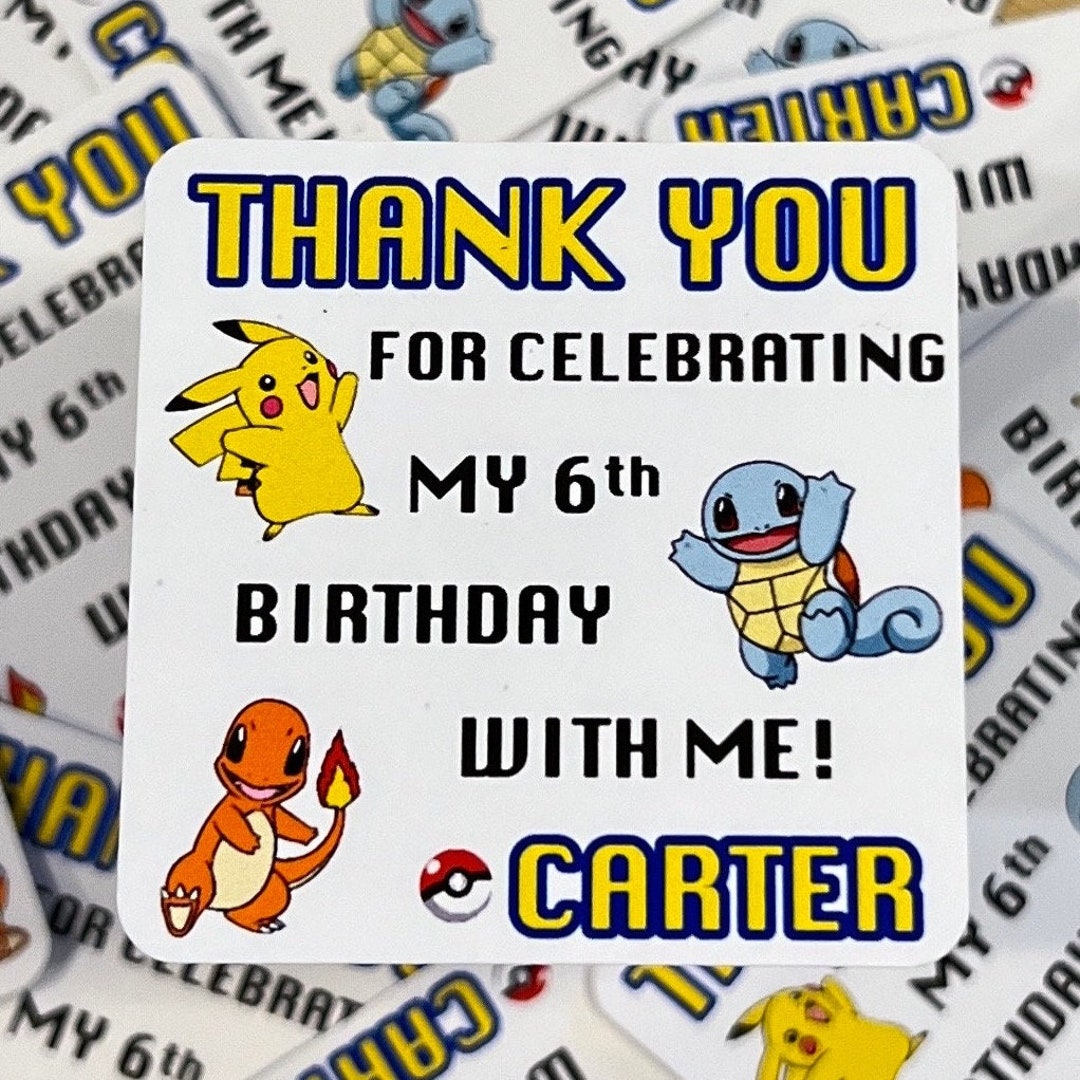 Pokemon Thank You Personalized Favor Stickers - Etsy