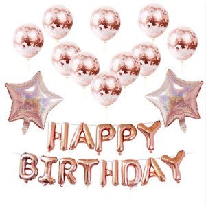 Happy Birthday Gold Confetti Balloon Set, Confetti Balloons, Star ...