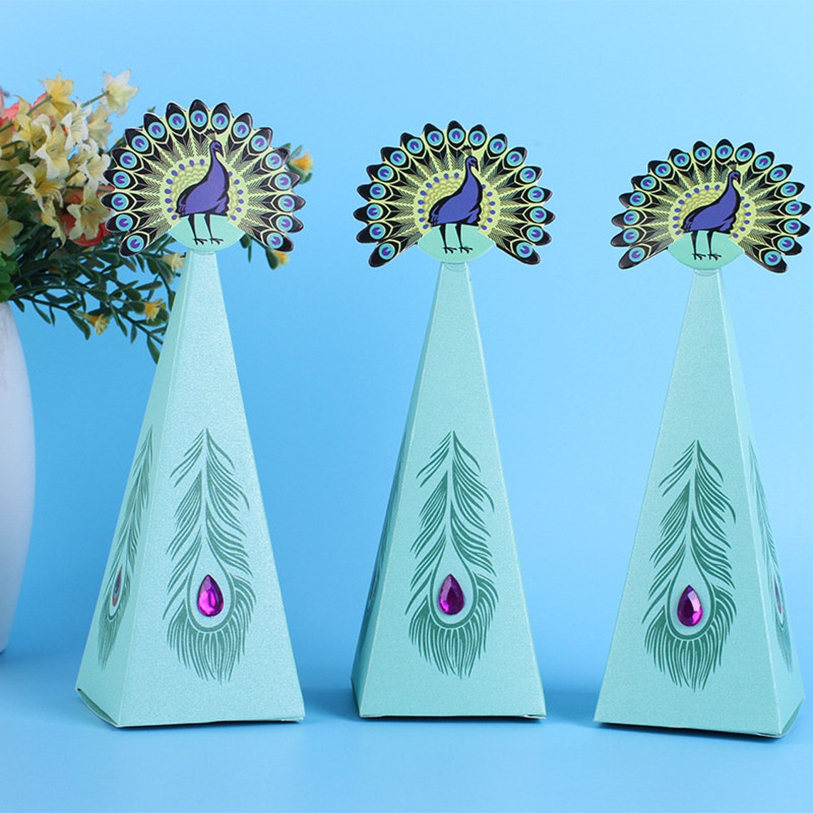 Peacock Favor Boxes Peacock Decorations Peacock Birthday - Etsy