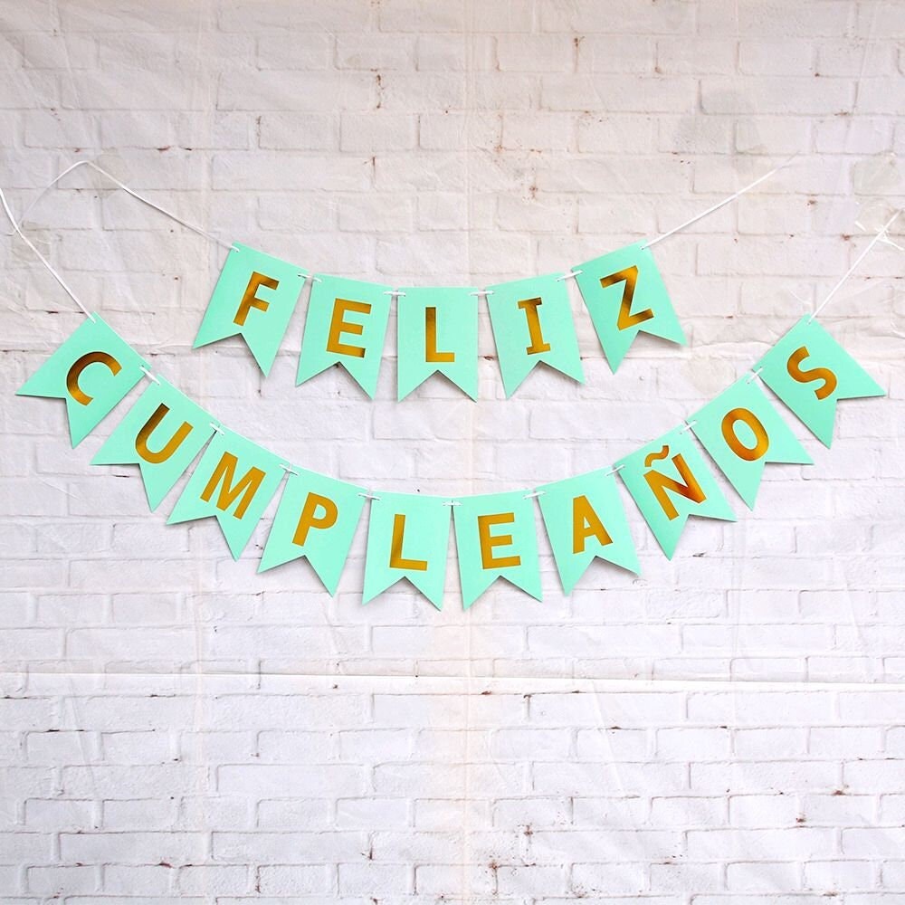 Pink & Gold Feliz Cumpleanos Birthday Banners, Bunting Birthday Banners ...