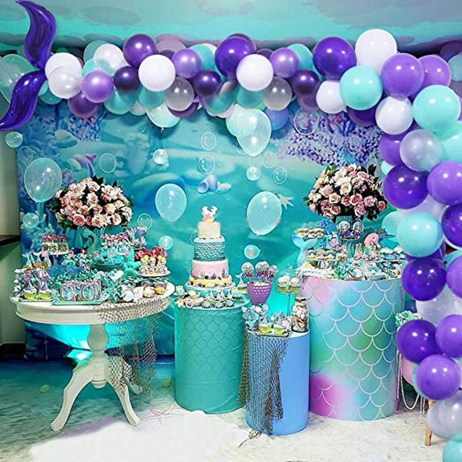 Mermaid Balloon Arch Kit: Purple, Blue & White Tail Arch - Etsy