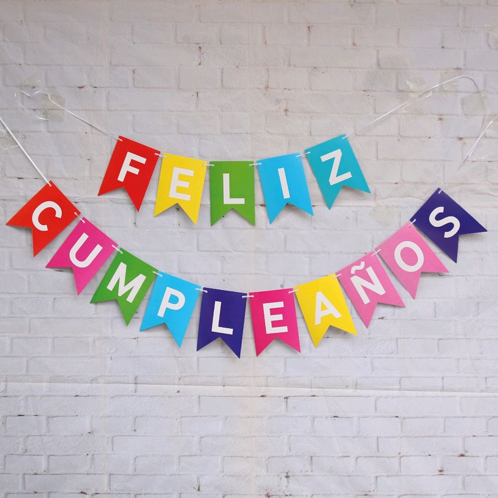 Rainbow Feliz Cumpleanos Birthday Banners, Bunting Birthday Banners ...