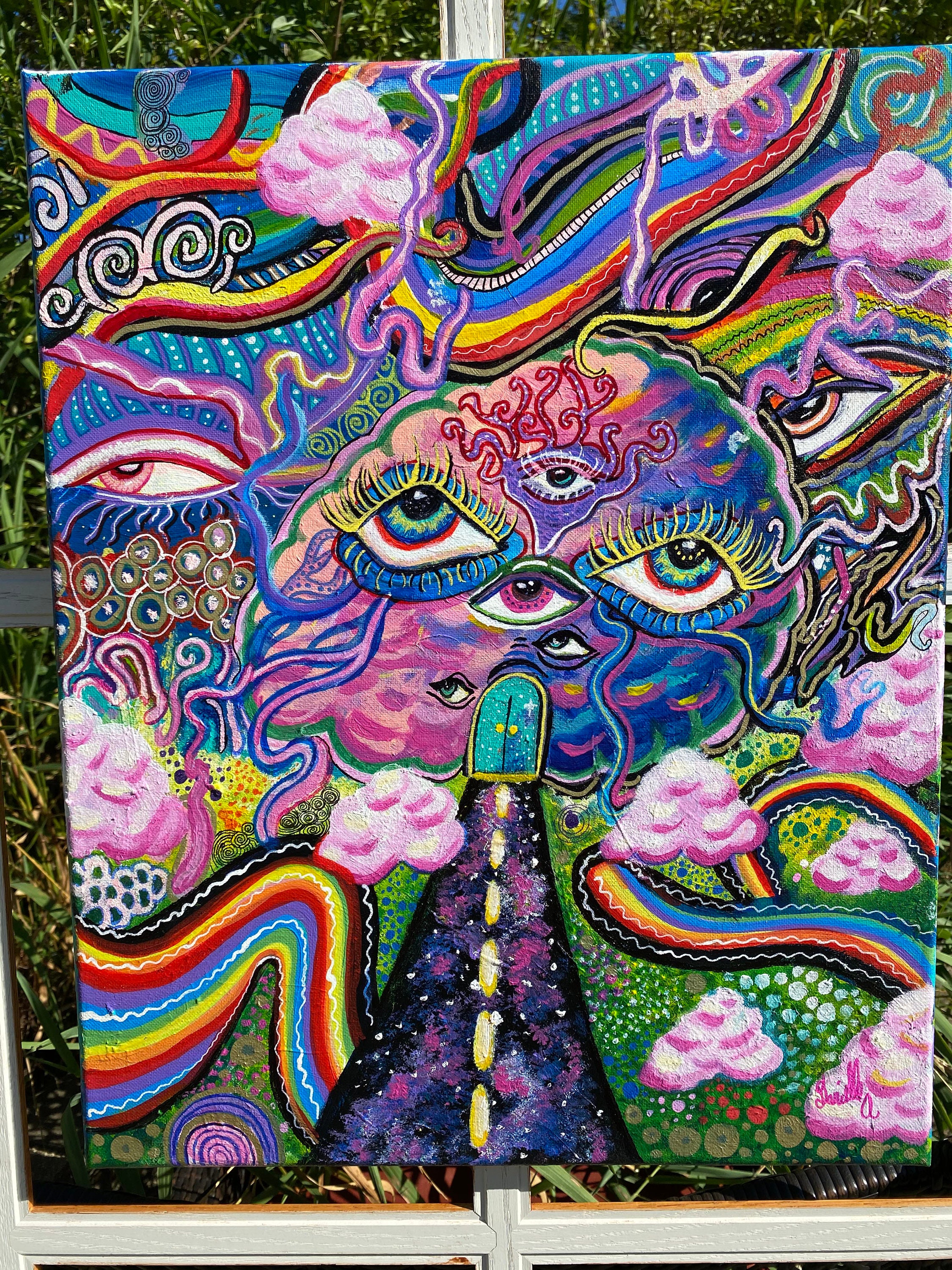 Wall Hangings Psychedelic Painting 16x20 inches Trippy Colorful Cat ...