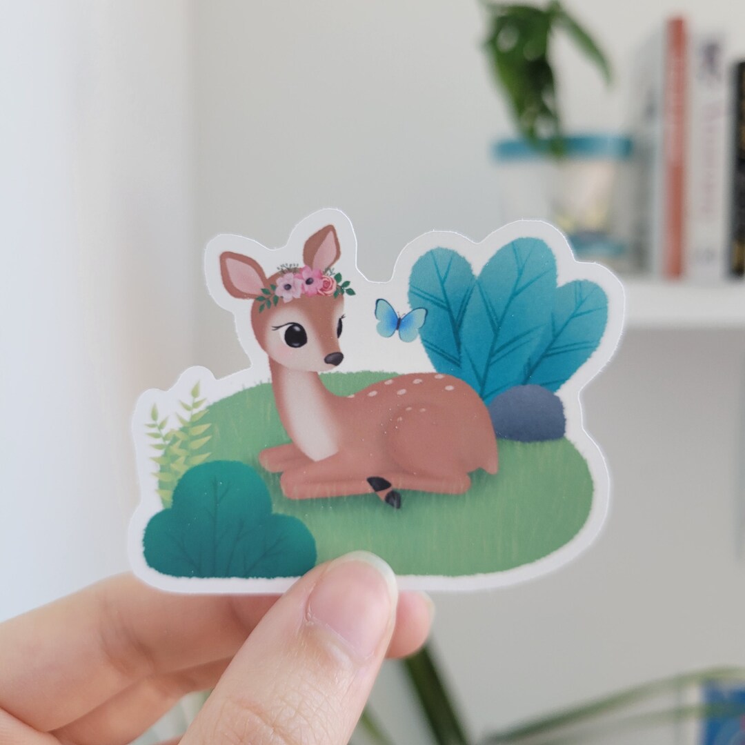 Fawn Sticker | Weatherproof Sticker | Animal Sticker | Deer Sticker ...