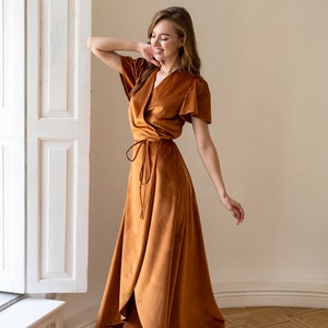 Rust Velvet Dress Bridesmaid Dresses Velvet Rust Copper Dress Modest ...