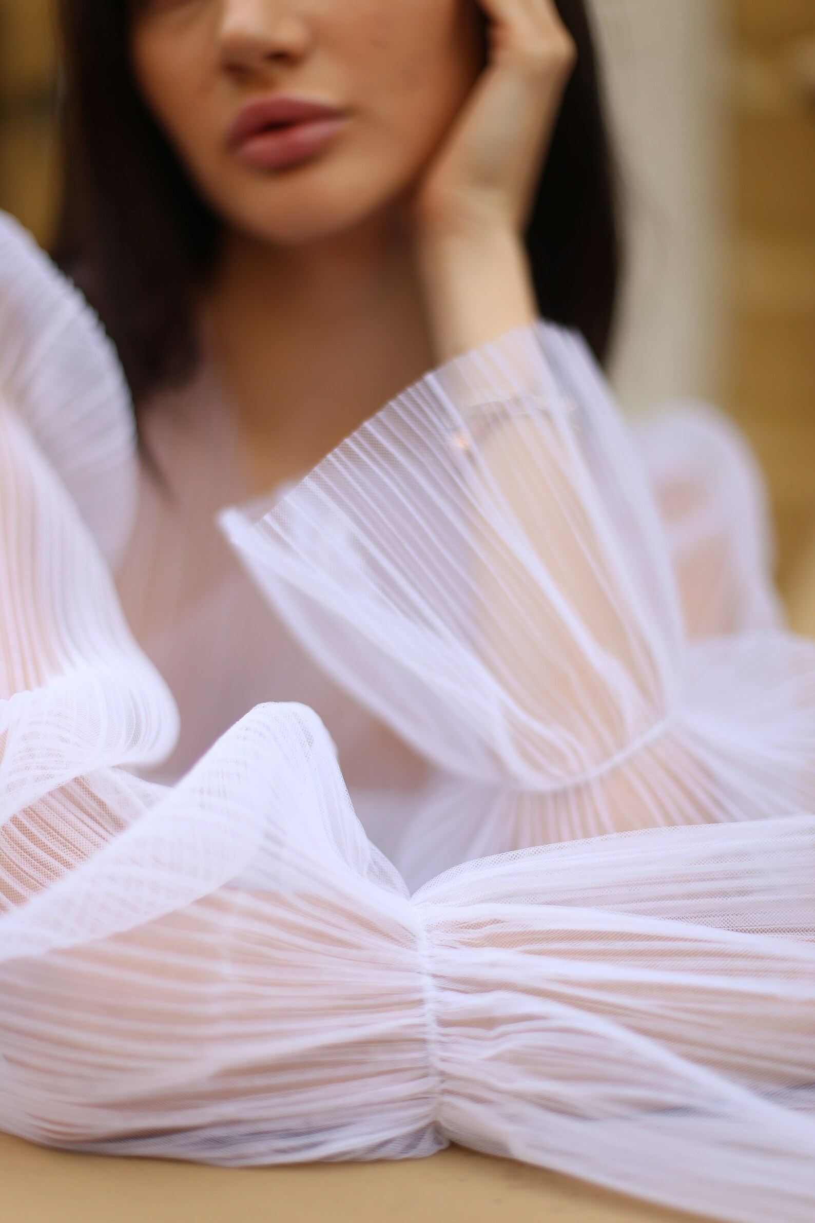Pleated Tulle Shirt Sheer White Tulle Plisse Stylish Blouse Etsy