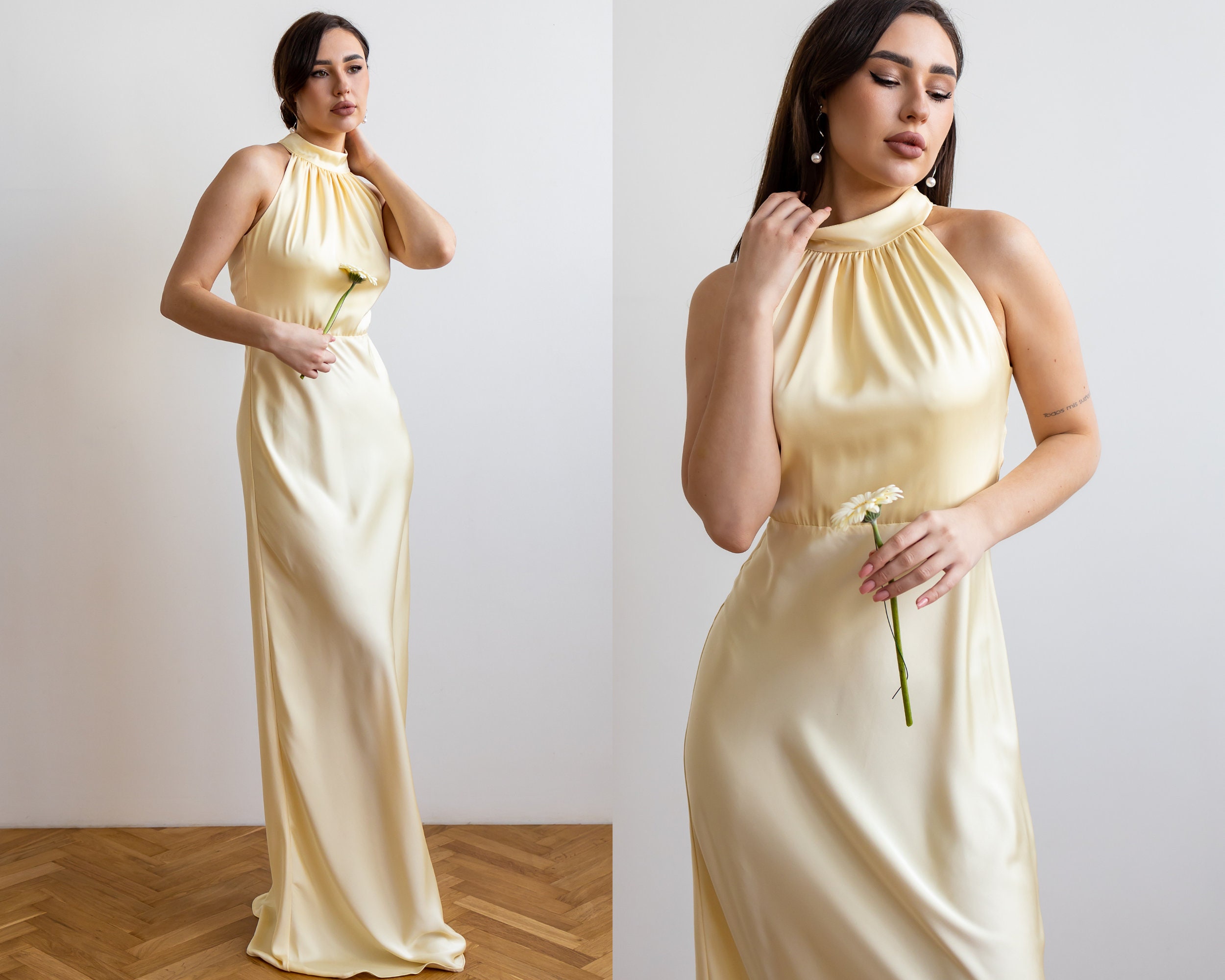 Pale Yellow Lace Bridesmaid Dresses