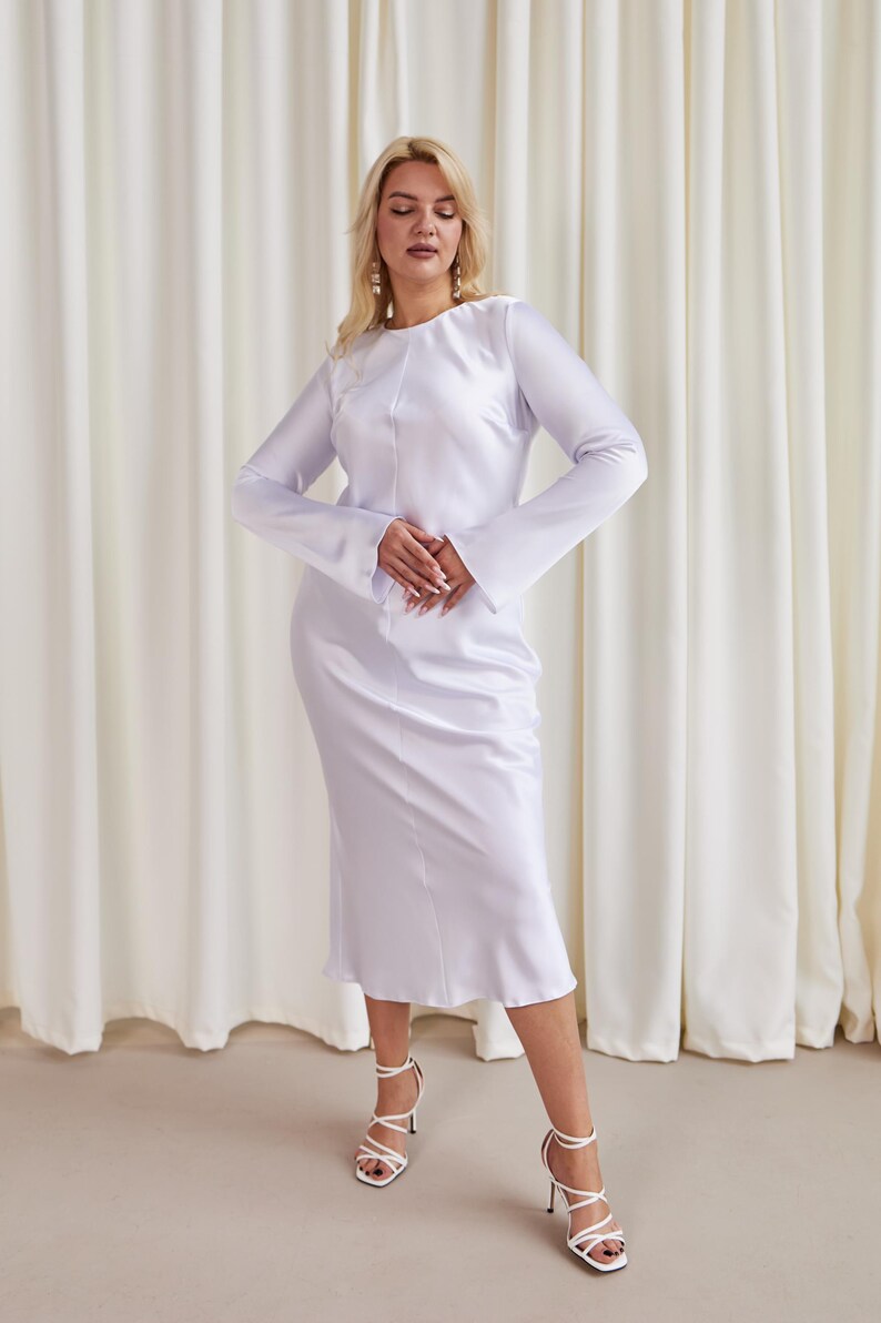 Reception Dress White Simple Dress Satin Wedding Dress Simple Bride ...
